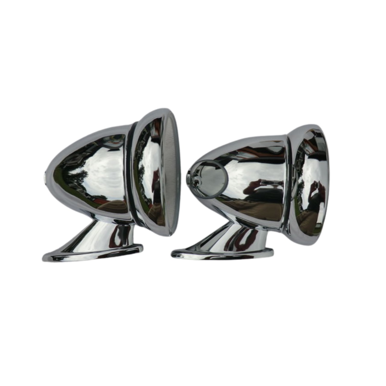 Universal metal chrome bullet mirrors pair | Restomod